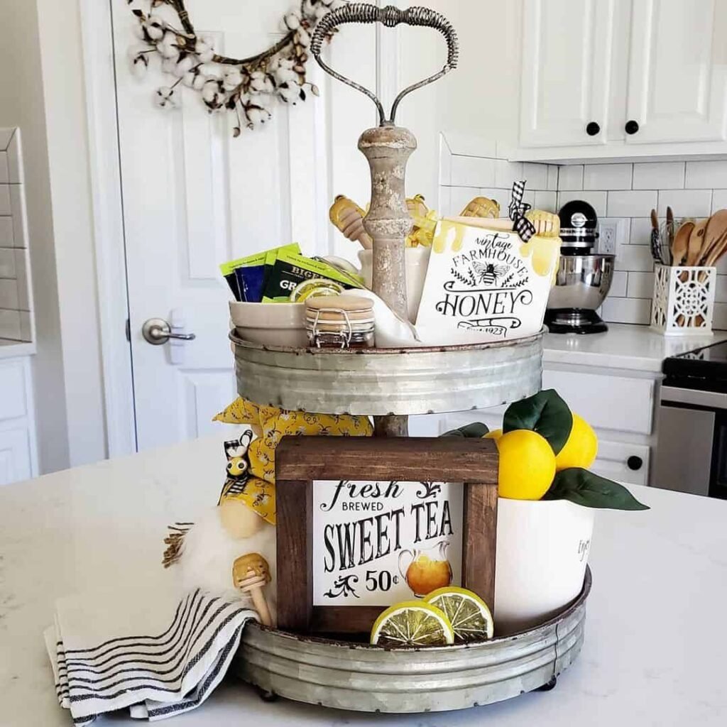 7+ Tiered Tray Styling Ideas for Charming Farmhouse Kitchen Spaces – My ...