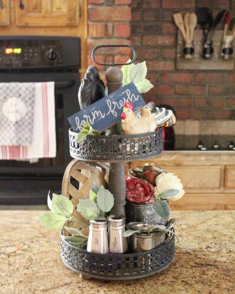 7+ Tiered Tray Styling Ideas for Charming Farmhouse Kitchen Spaces – My ...