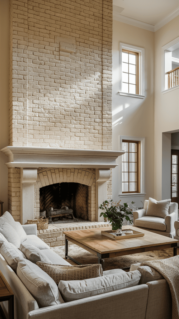 29+ Painted Brick Fireplaces That Add Classic Farmhouse Coziness - My ...