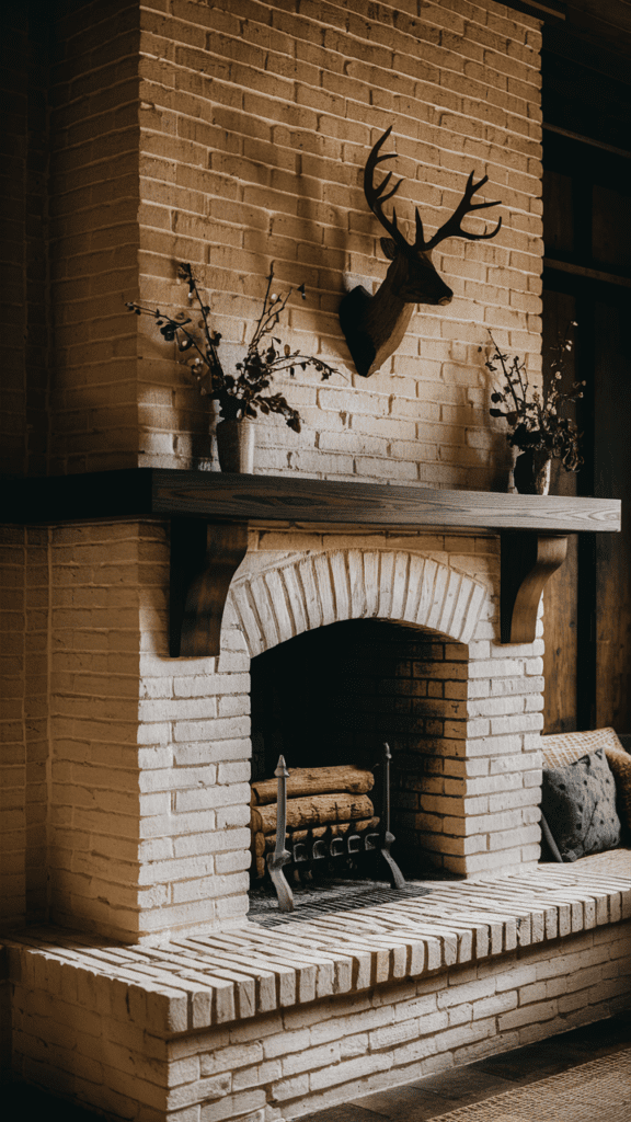 29+ Painted Brick Fireplaces That Add Classic Farmhouse Coziness - My ...